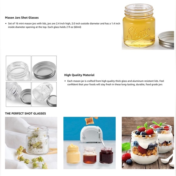 Unbranded | Kitchen | New 8 Mini Mason Jars With Lids 2 Oz Mason Jars ...
